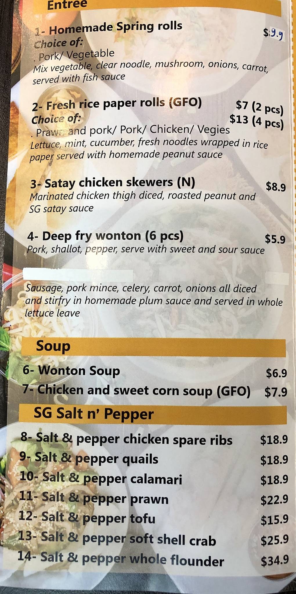 Menu at Saigon Delight 99 restaurant, Southport