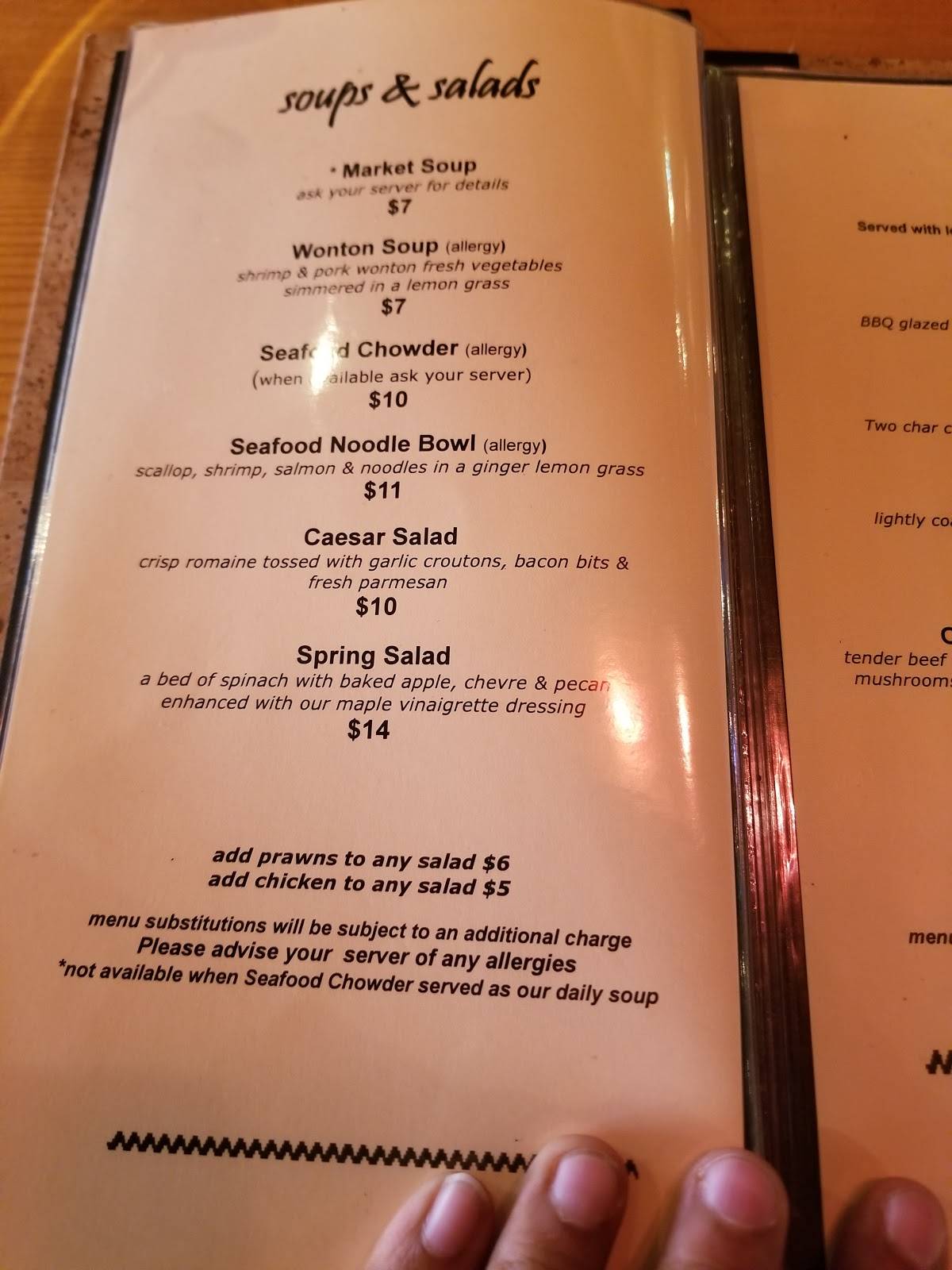 Menu at Thandi restaurant, Saint John