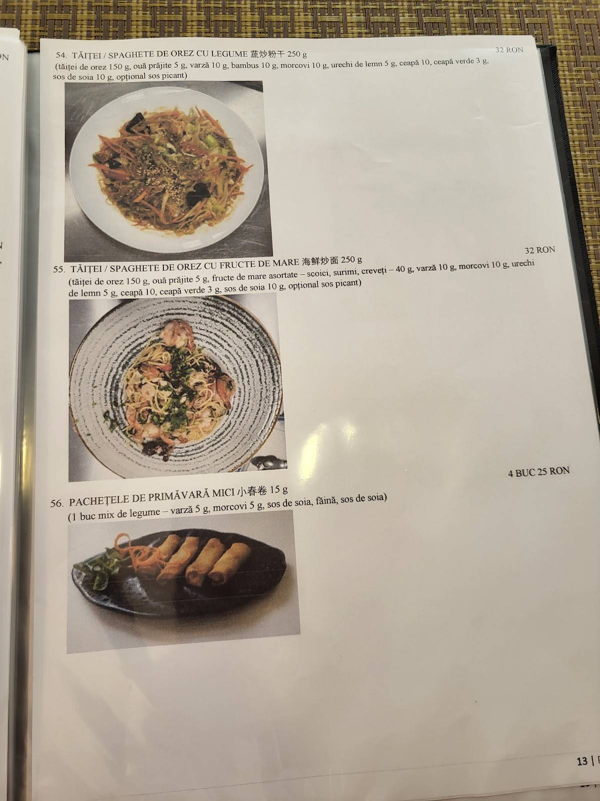 Menu at Sakura Asian Fusion, Bucharest