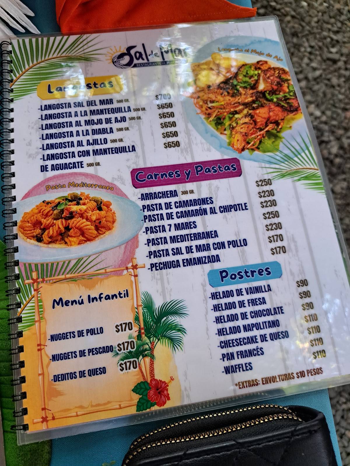 Carta del restaurante Sal del mar, Tapachula del Córdova y Ordoñez
