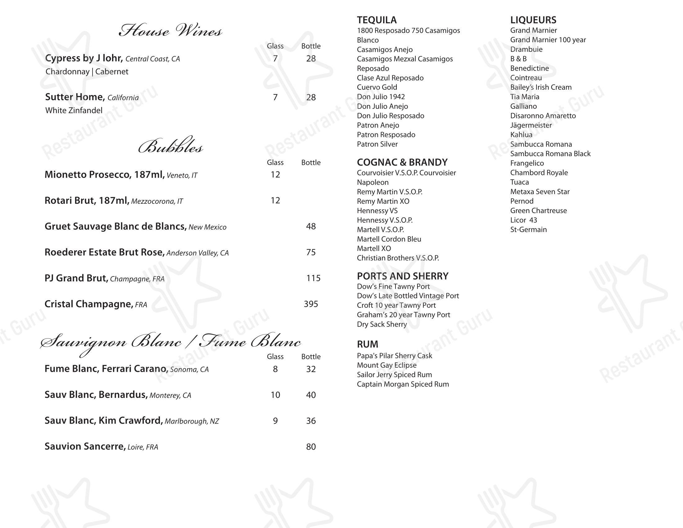 Menu at Salt Cellar Restaurant, Scottsdale, 550 Hayden Rd