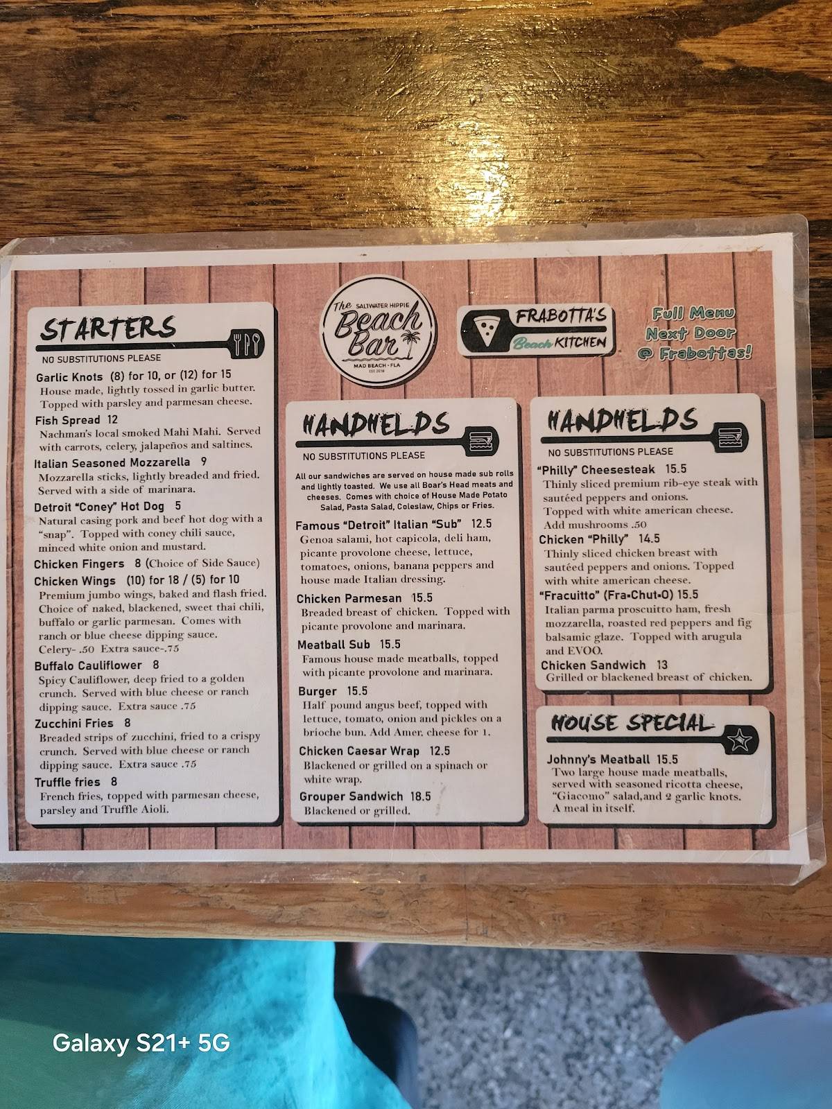 Menu at Saltwater Hippie pub & bar, Madeira Beach