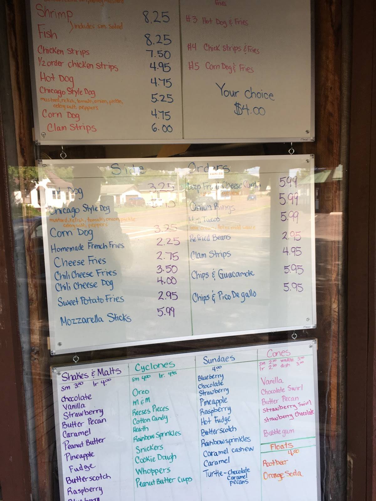 Menu at Sam Hicks Real Food Drive In fast food, Spooner