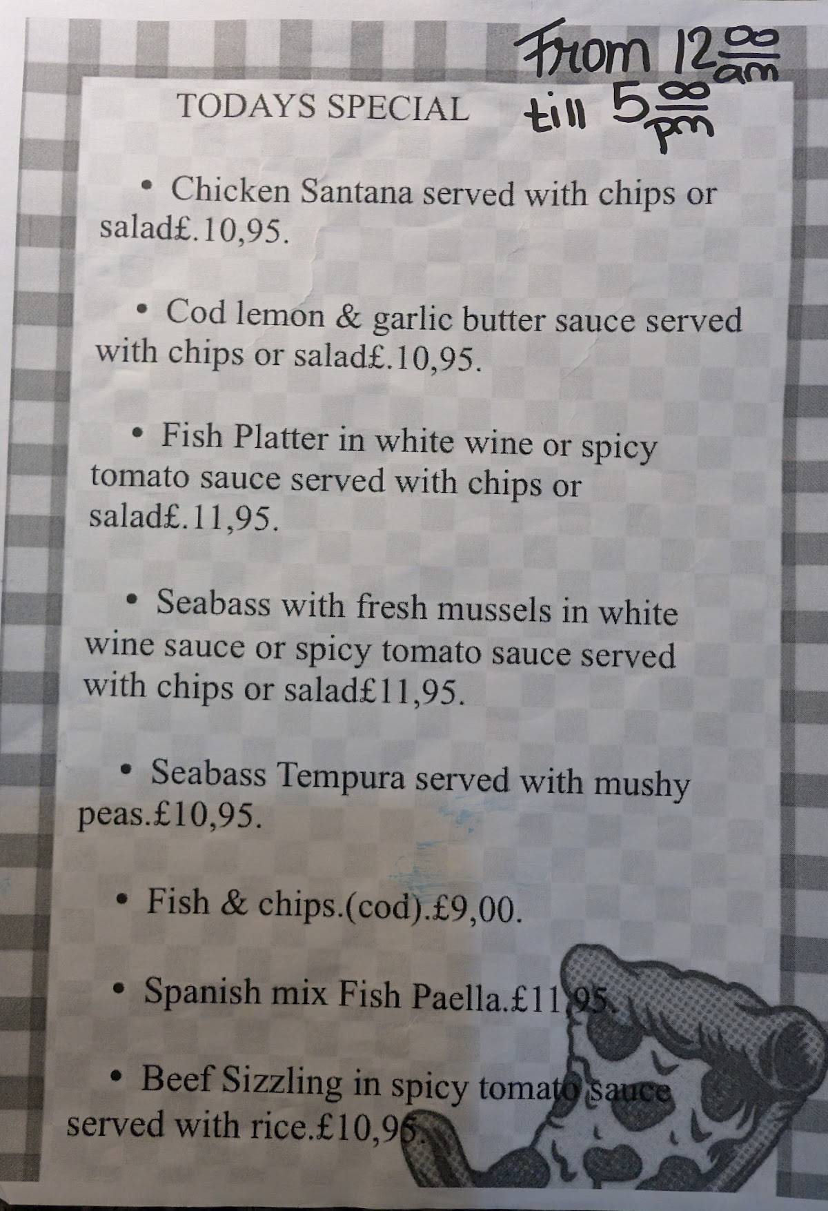 Menu at Sambuca 1 restaurant, North Shields, 10-11 Union Quay