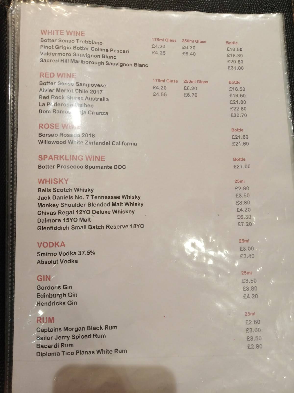 Menu at San Chuan restaurant, Edinburgh