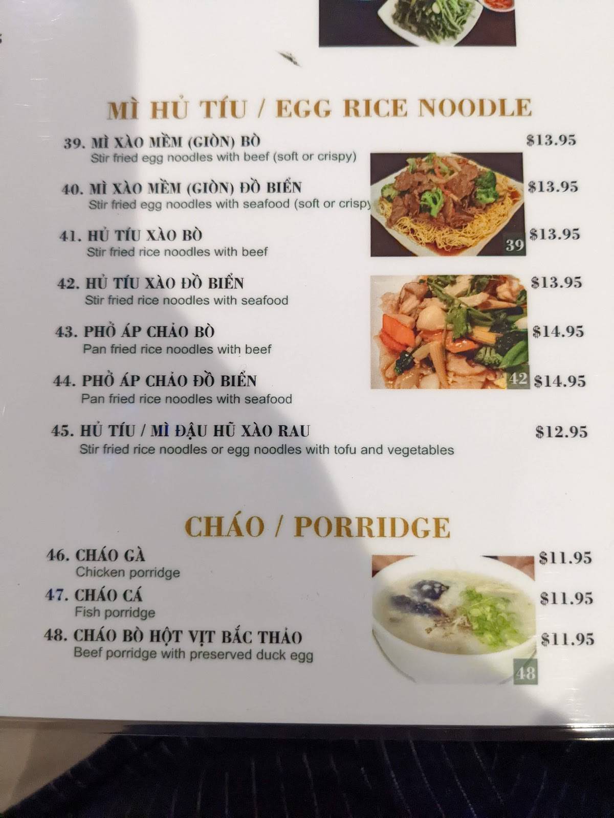 Menu at Dong Que Restaurant, San Jose, 2852 Alum Rock Ave