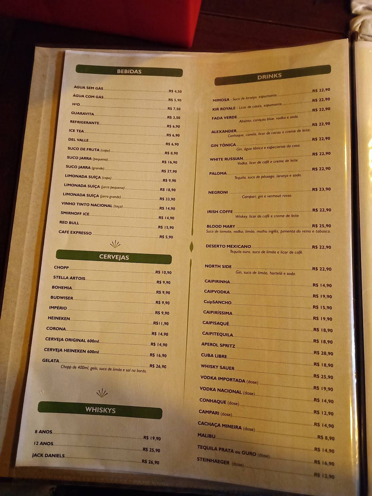 Menu em Sancho Panza Café, Macaé, Avenida Atlântica 1842