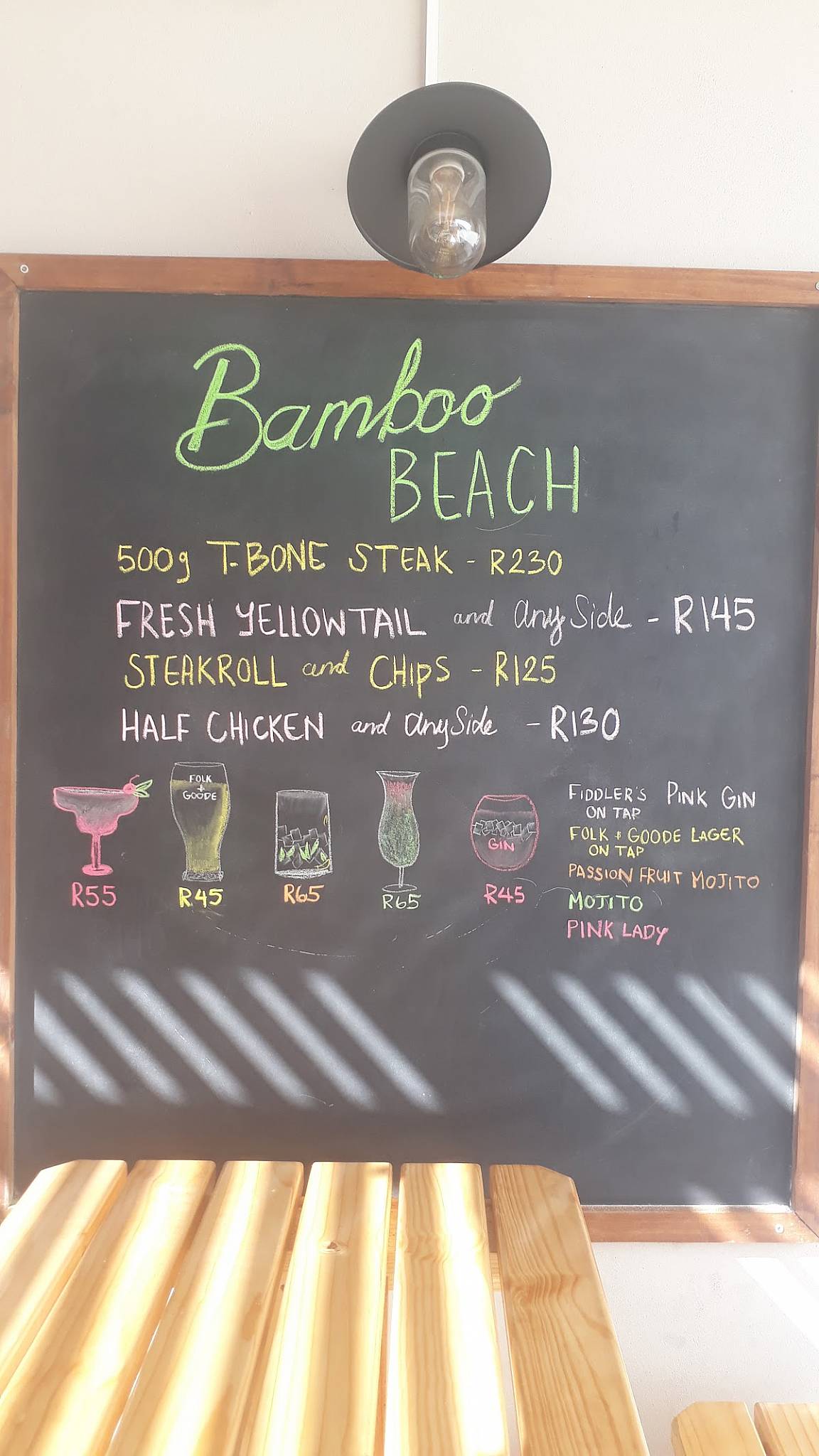 Menu at Bamboo Beach Restaurant, Sandbaai