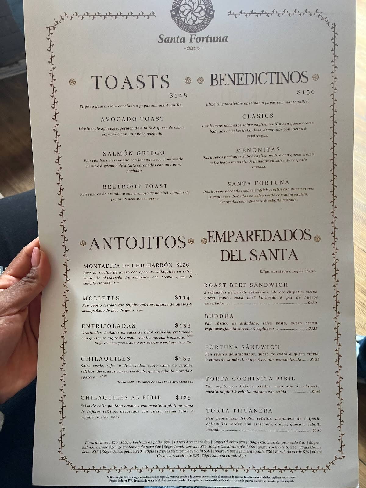 Carta de pizzería Santa Fortuna - Bistro, Santiago de Querétaro, Blvd ...
