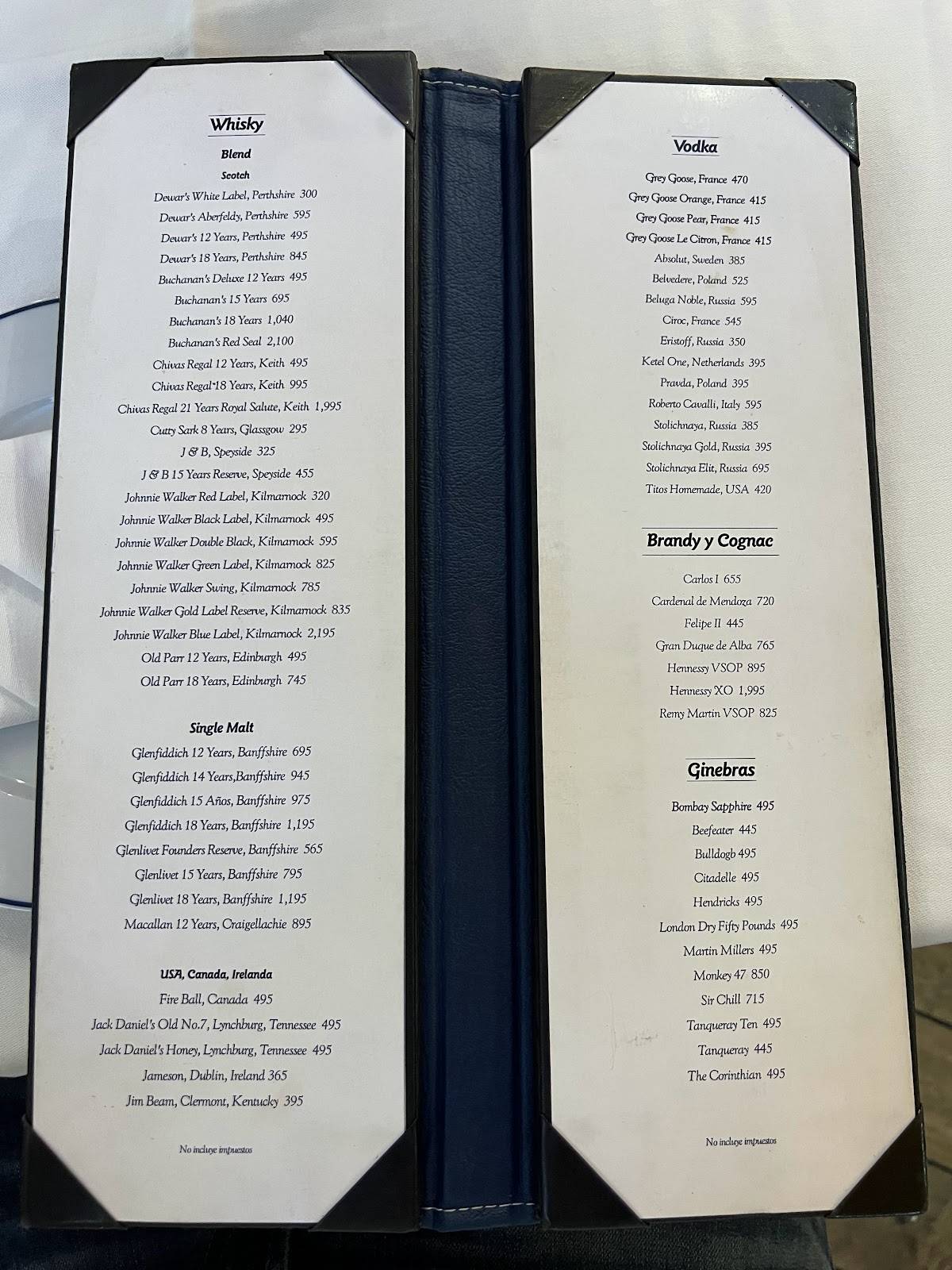 Menu at Café SBG, Santo Domingo, Blue Mall