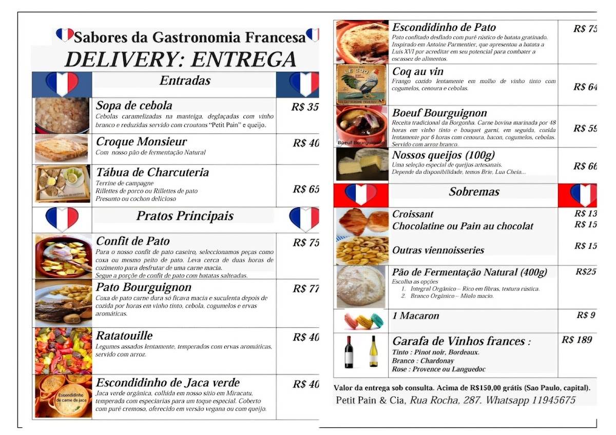 Menu em Petit Pain & Cia restaurante, São Paulo, Rua Rocha