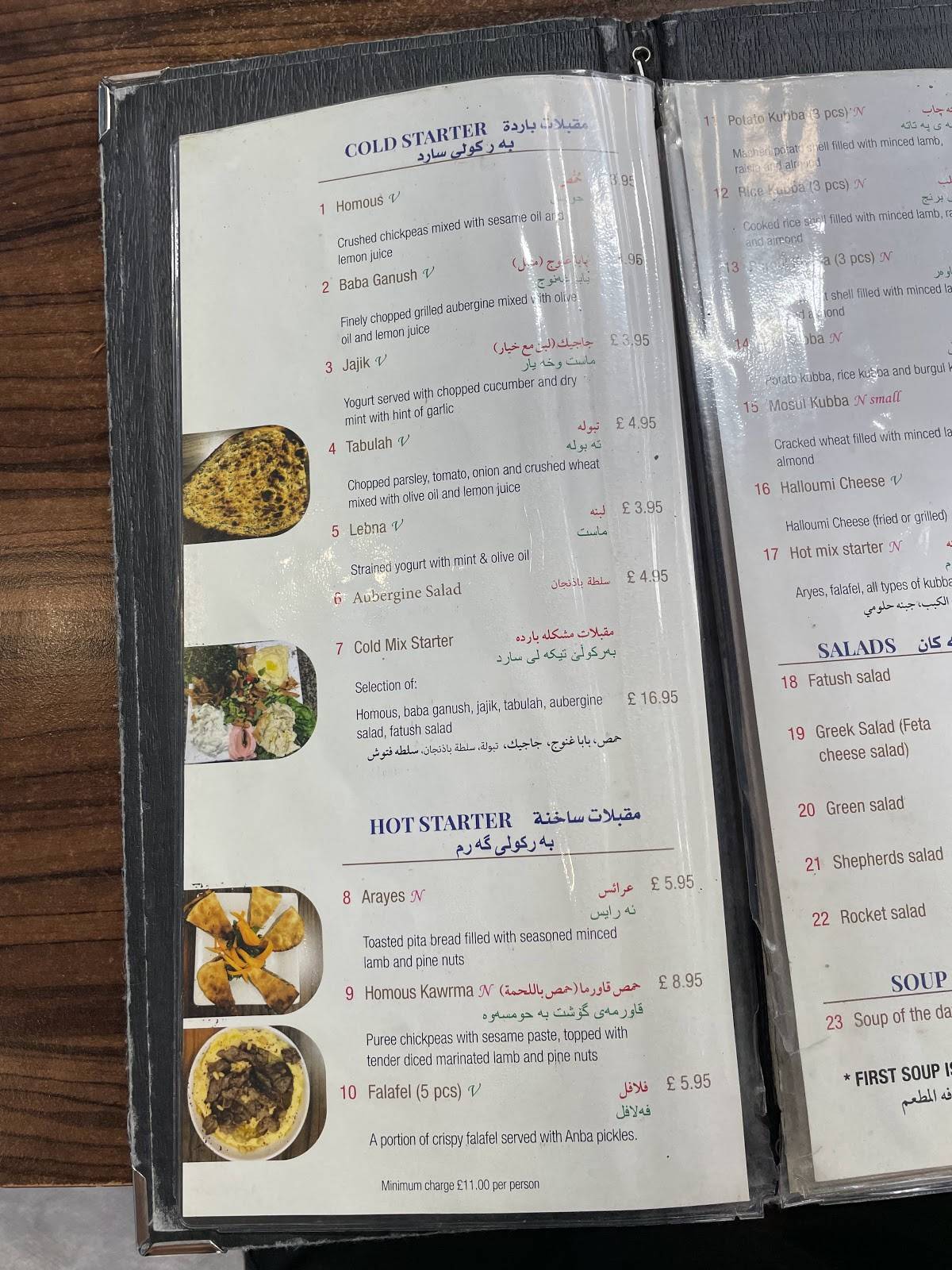 Menu at Sarchnar Restaurant, London