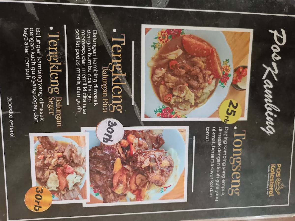 Carta del restaurante Sate Kambing Madiun Pos Kolesterol (Tengkleng ...