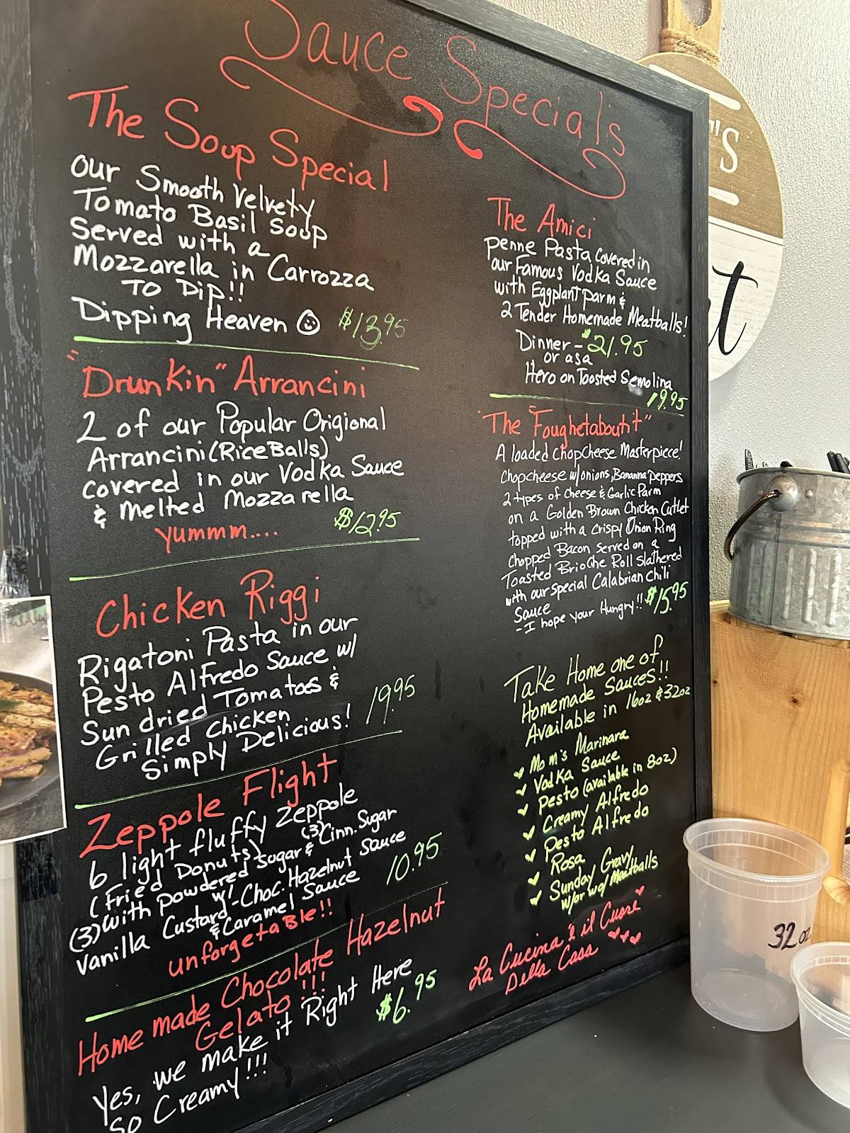 Menu at Sauce pizzeria, Brodheadsville