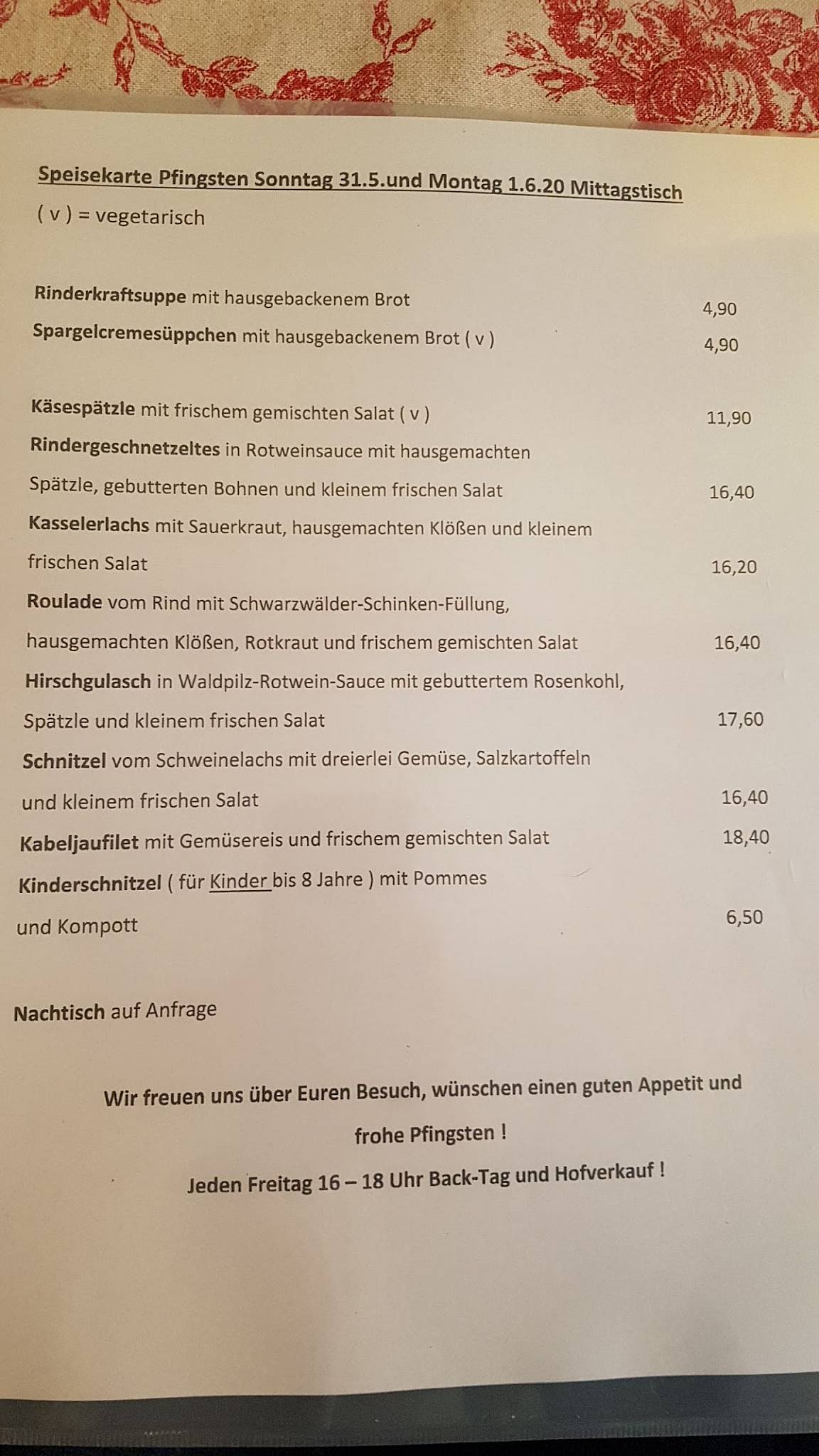 Speisekarte von Schwaben Pfeil-Stube restaurant, Reichenbach/Oberlausitz