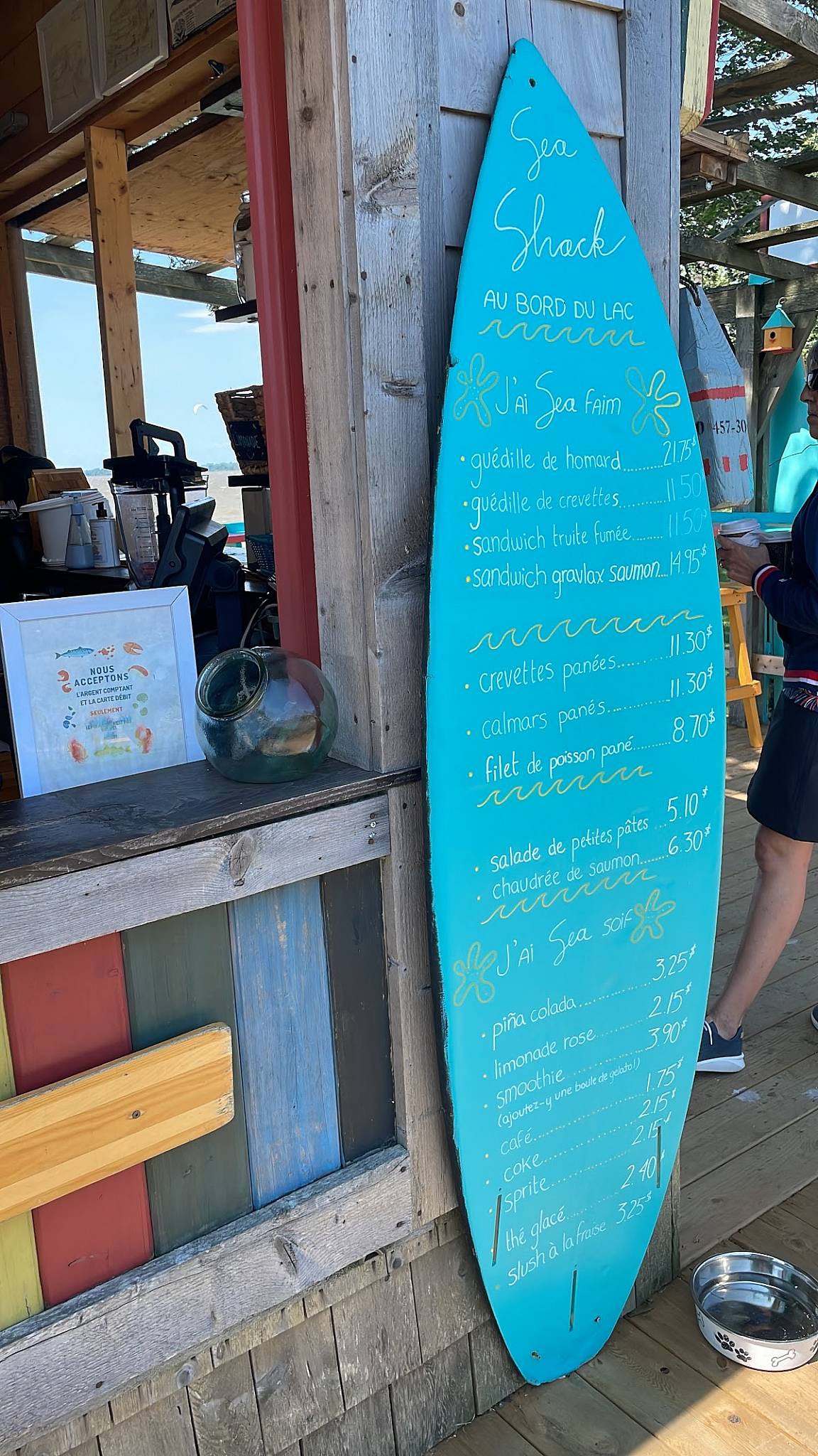 Menu au Sea Shack au bord du lac restaurant, Trois-Rivières