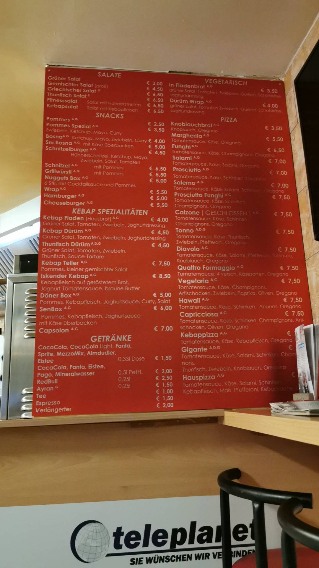 Speisekarte Von Sen Imbiss Restaurant Vomp