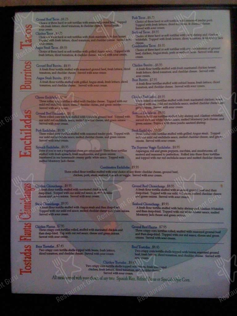 Menu at Senor Luna restaurant, Grafton