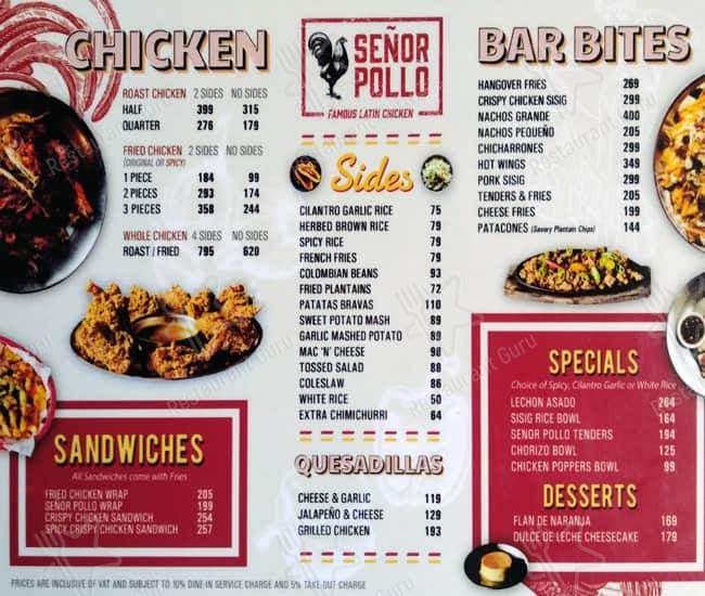 Menu at Señor Pollo BGC restaurant, Taguig