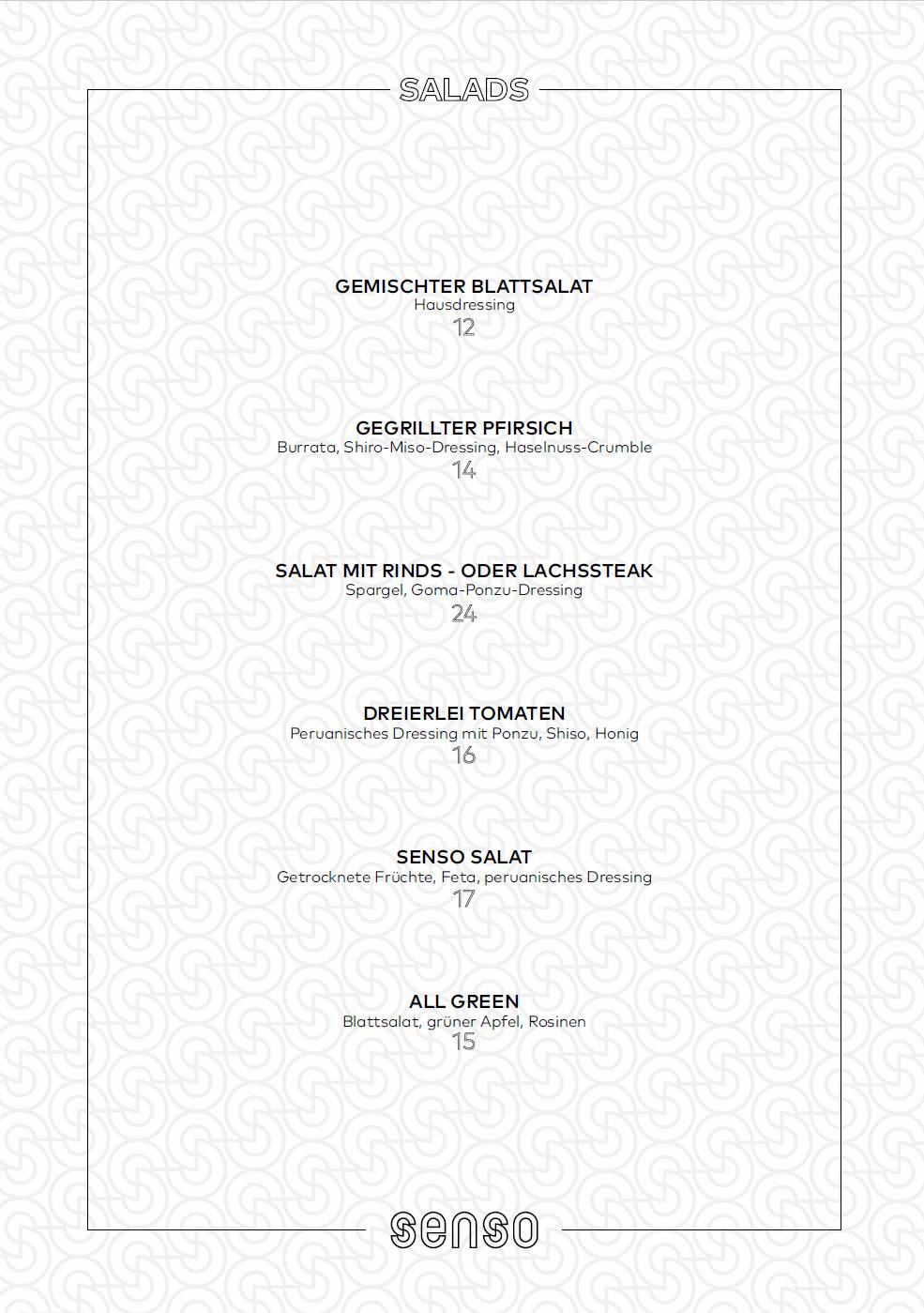 Menu au Senso Kitchen, Saint-Gall