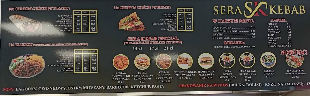 Menu at SERA KEBAB restaurant, Jawor