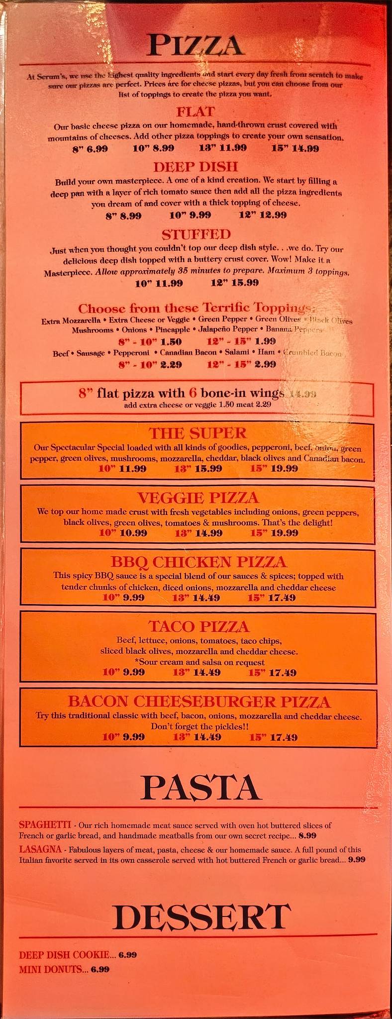 Menu at Serum's Good Time Emporium pub & bar, Anoka