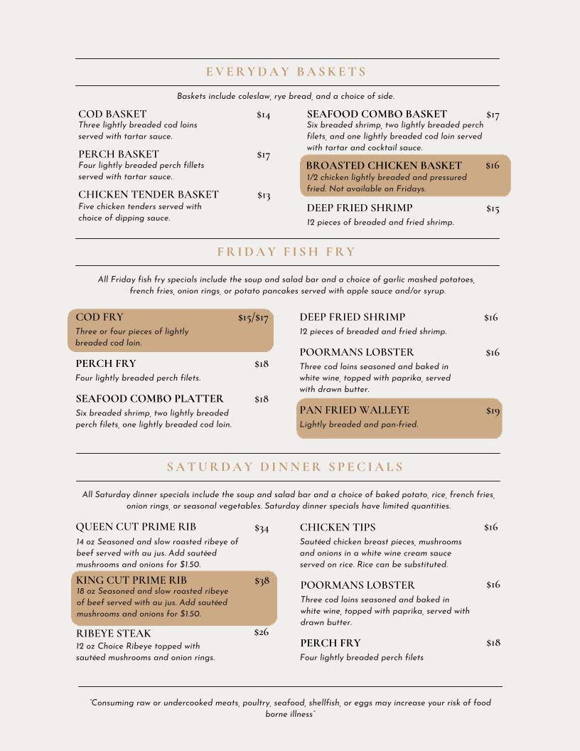 Menu at Seven Hills Pub & Grille, Port Washington