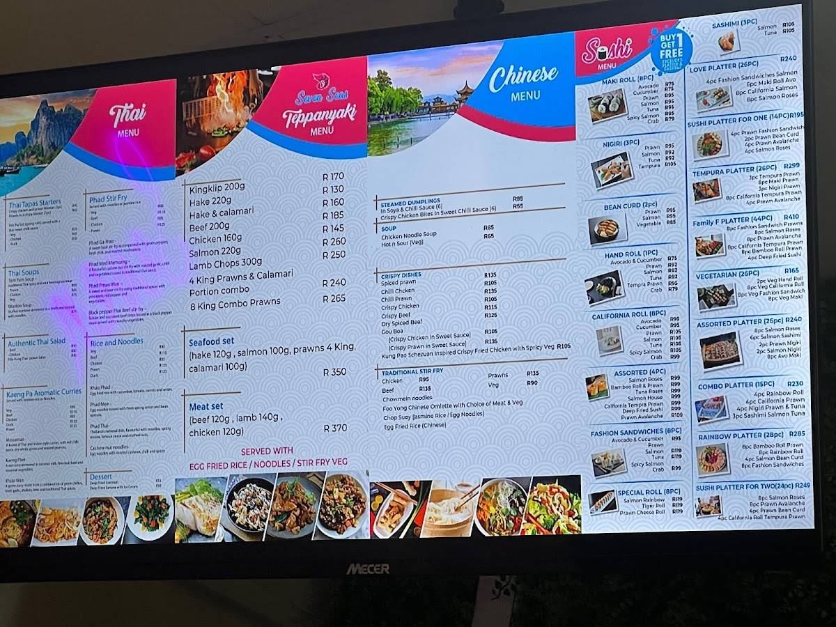 Menu at Seven Seas Sushi - Florida Road restaurant, Durban