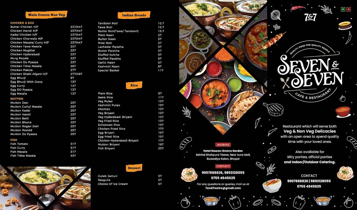 Menu at Seven & Seven Cafe and Restaurant, Bhopal
