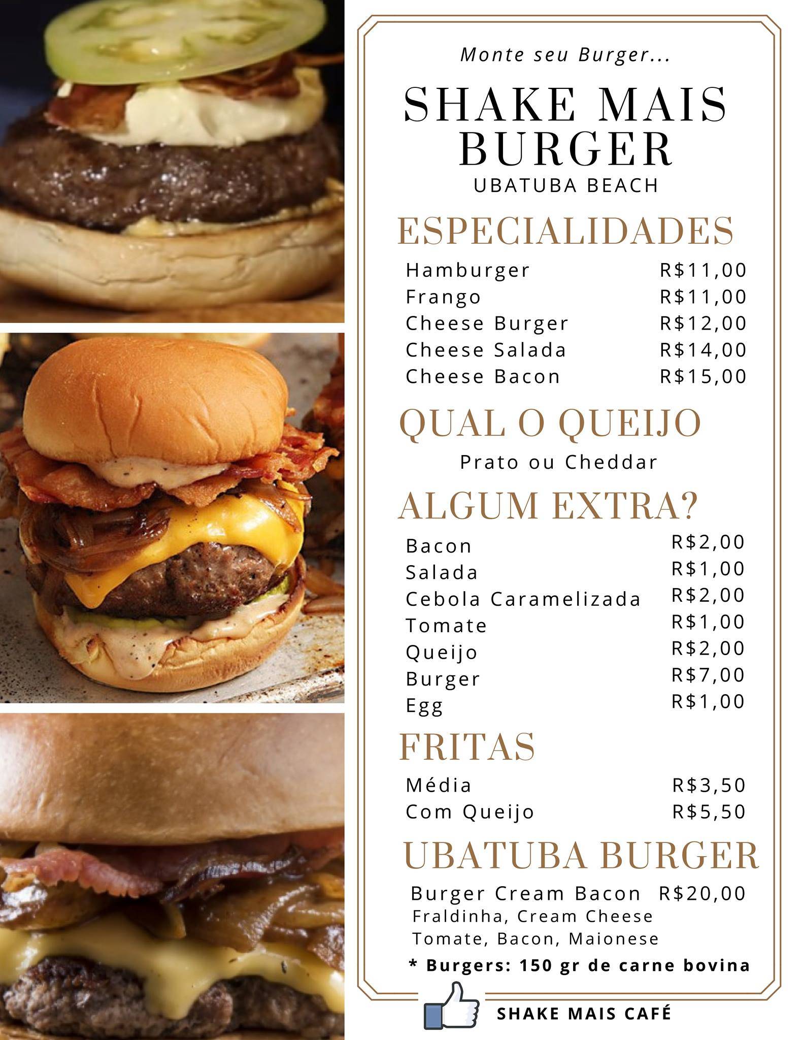 Menu em Shake Mais Café, Ubatuba