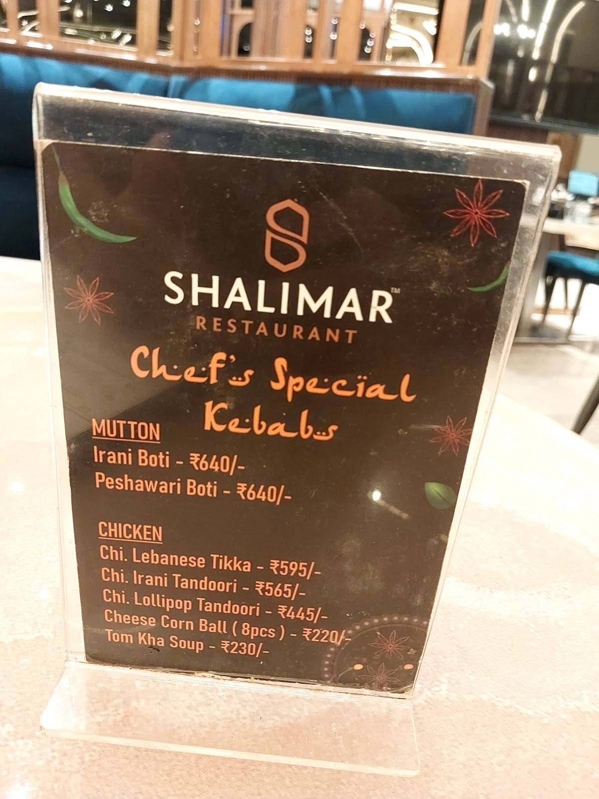 Menu at Shalimar Restaurant - Branch of Bhendi Bazar, Mumbai