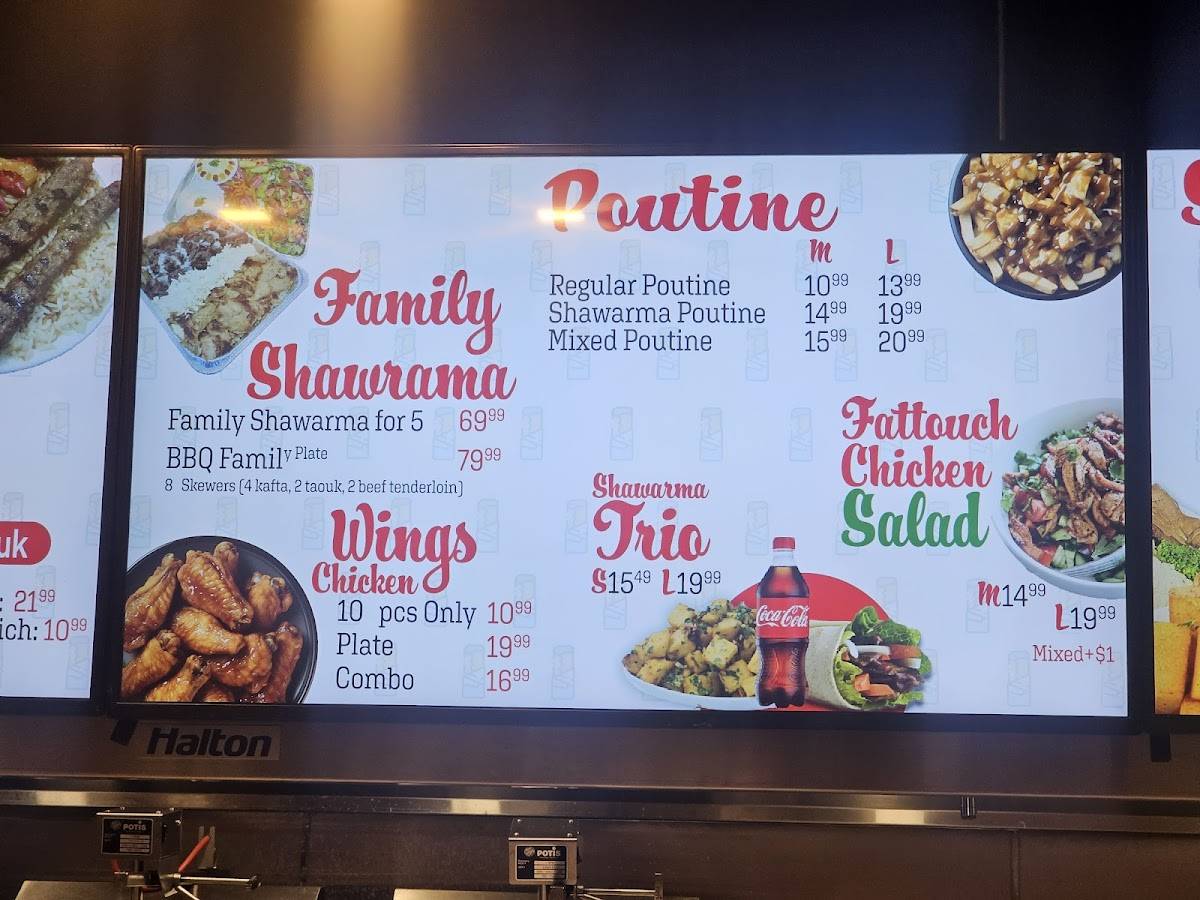 Menu at Shawarma Maestro restaurant, Ottawa