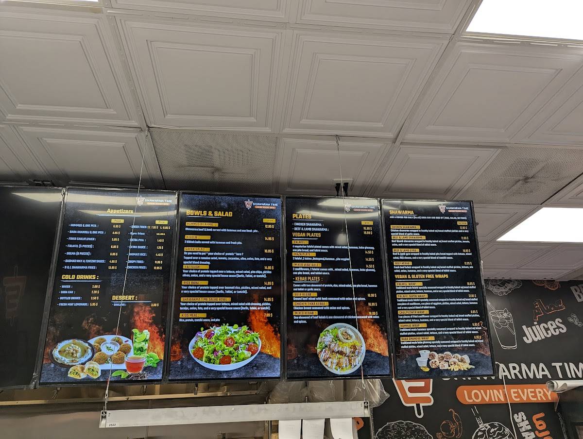 Menu at Shawarma Time restaurant, Redmond