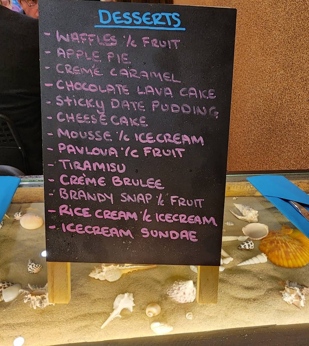 Menu at SheShells Restaurant, Glenelg