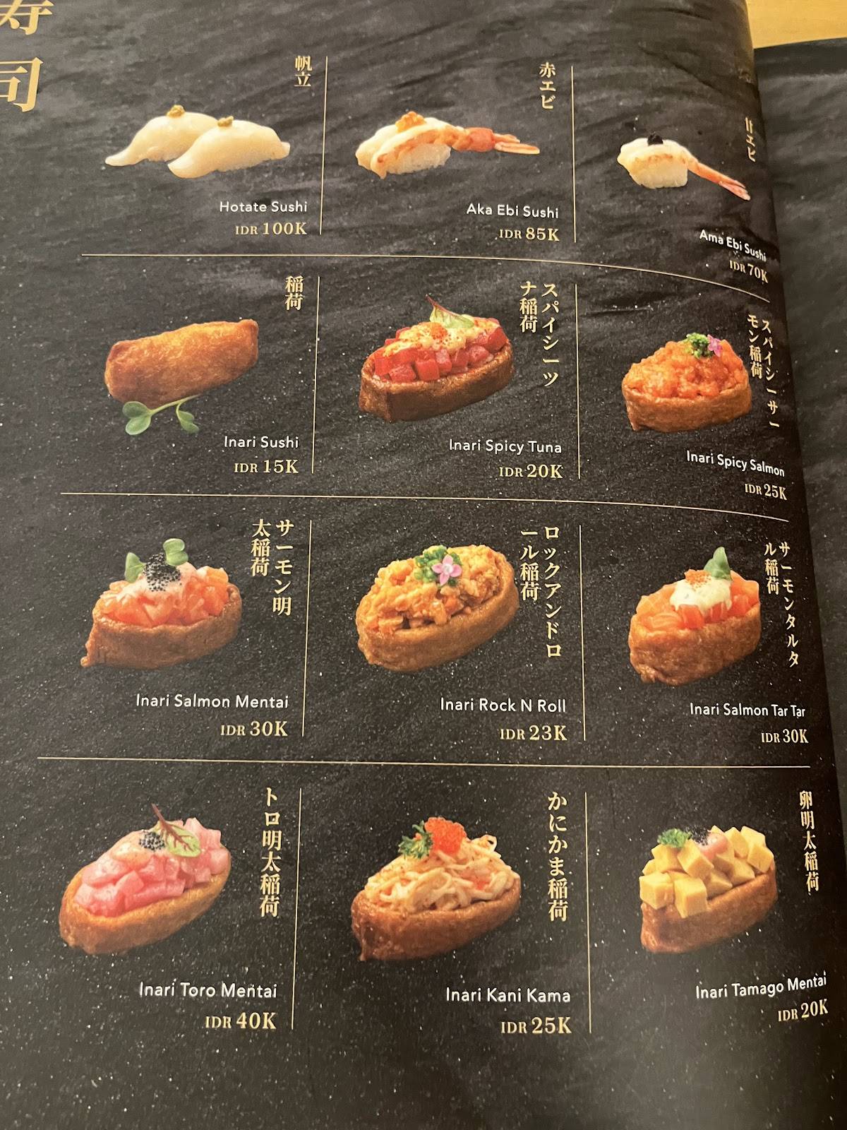 Menu at Shinkai Toro Japanese Restaurant, Jakarta