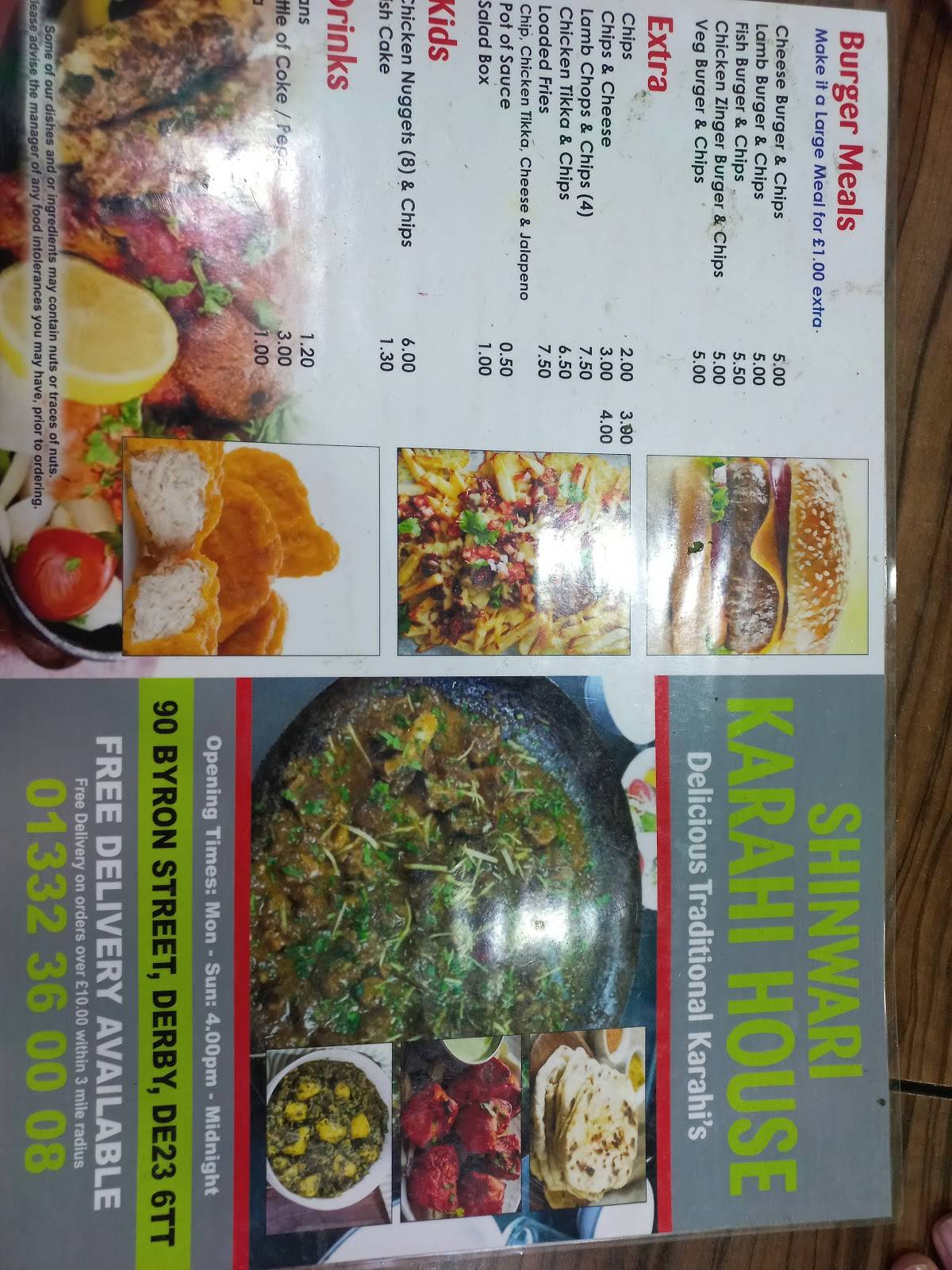 Menu at Shinwari Karahi House restaurant, Derby