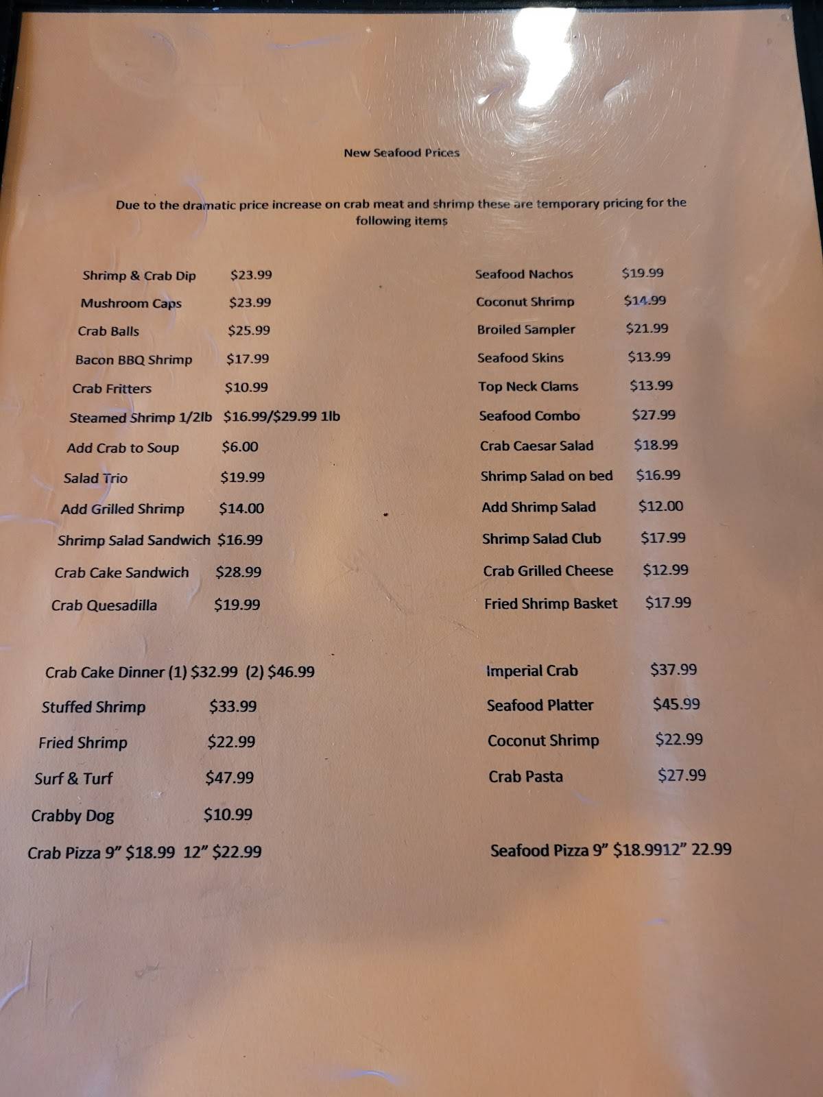 Menu at Ships Cafe Restaurant and Crab House, Catonsville