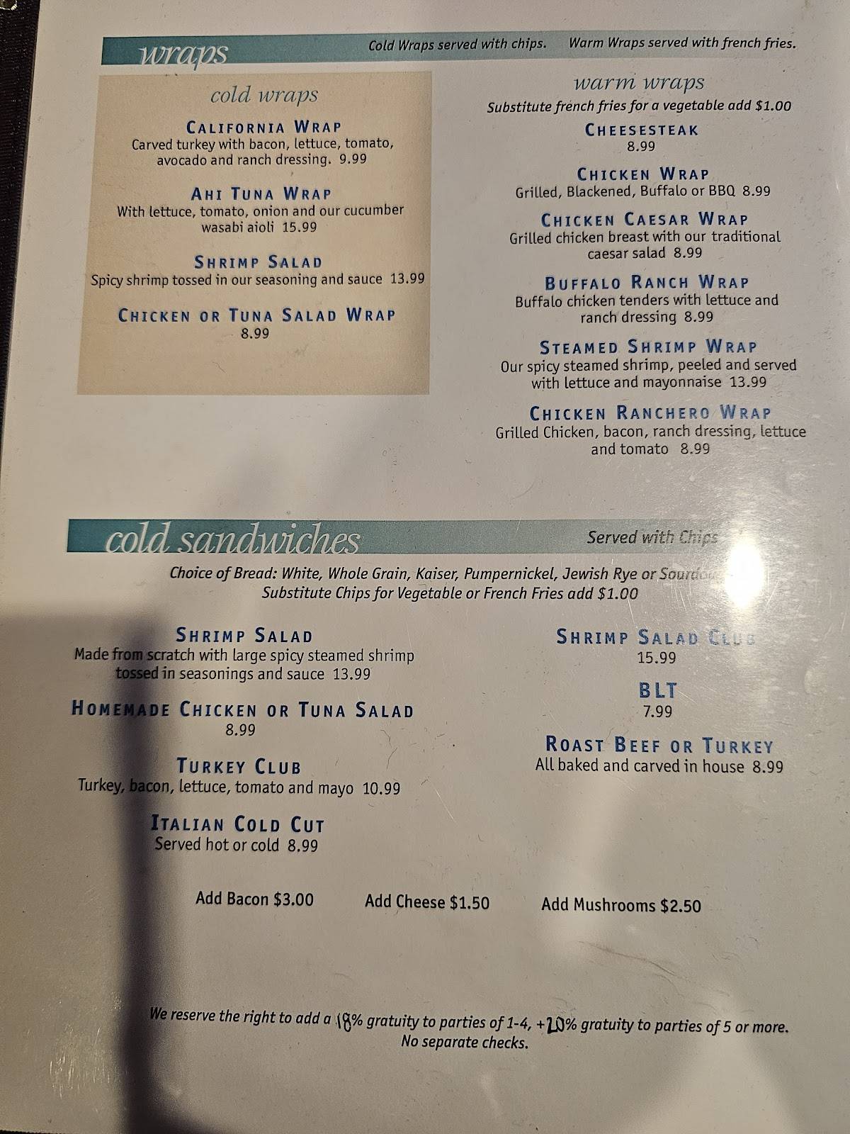 Menu at Ships Cafe Restaurant and Crab House, Catonsville