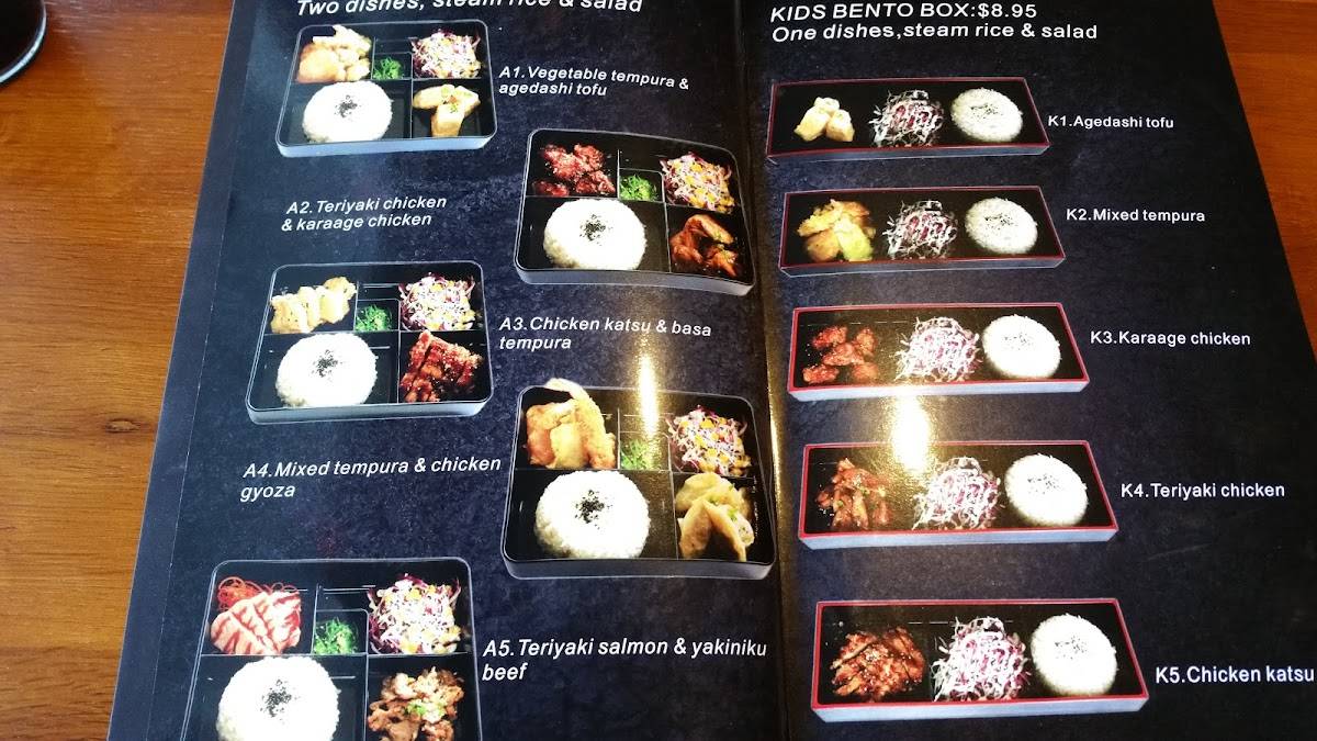 Menu at Shokuji Japanese Restaurant, Claremont