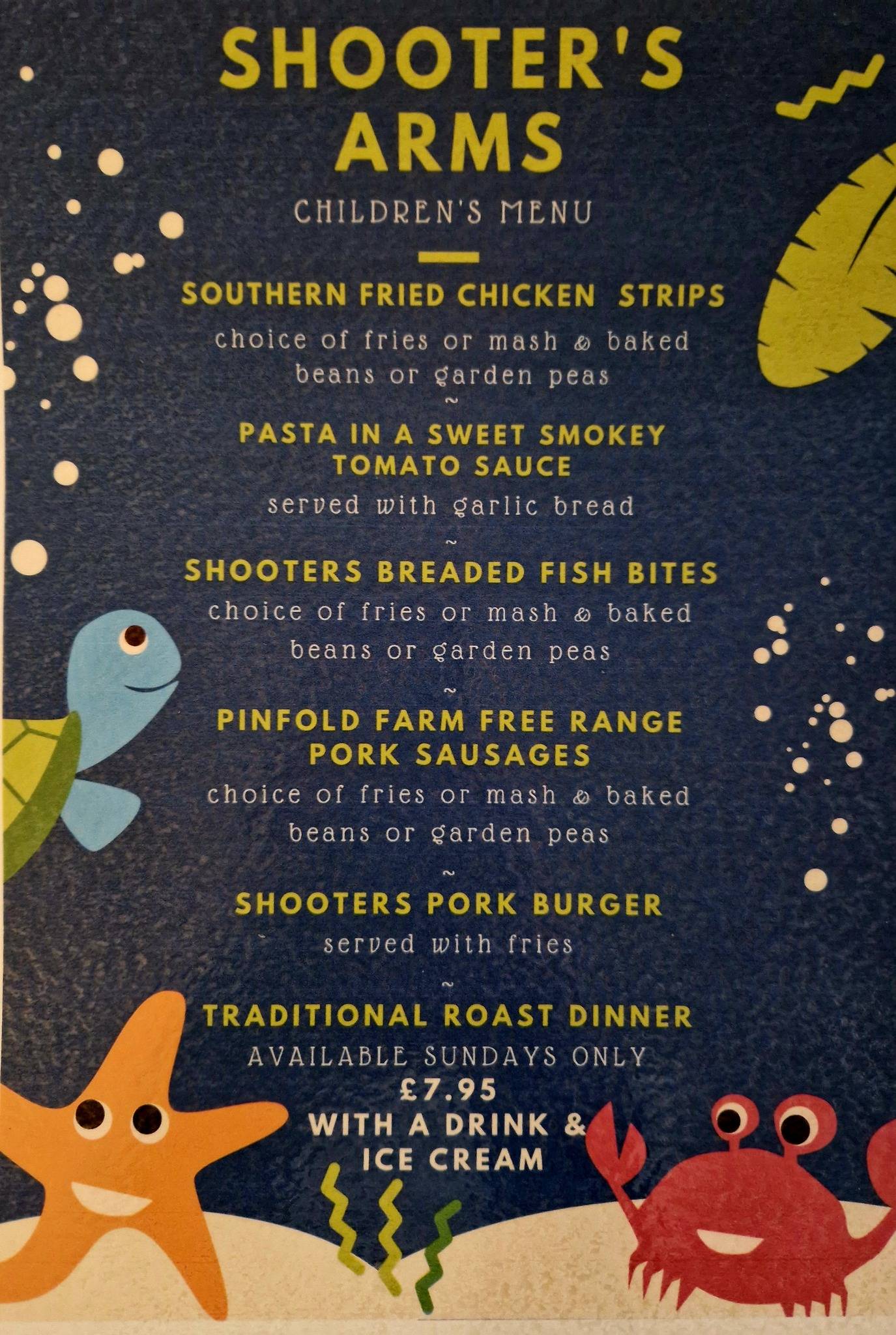 Menu at Shooters Arms pub & bar, Burnley