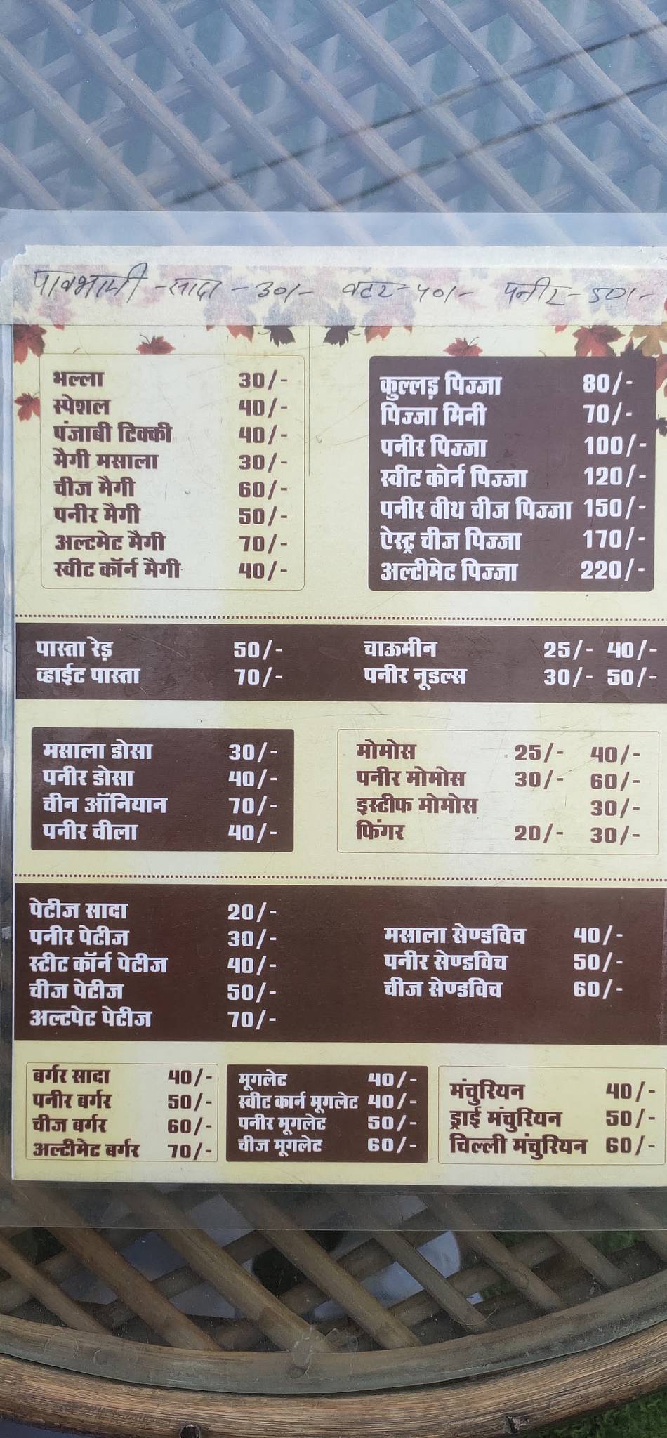 Menu at Shri shivay cafe, Morena