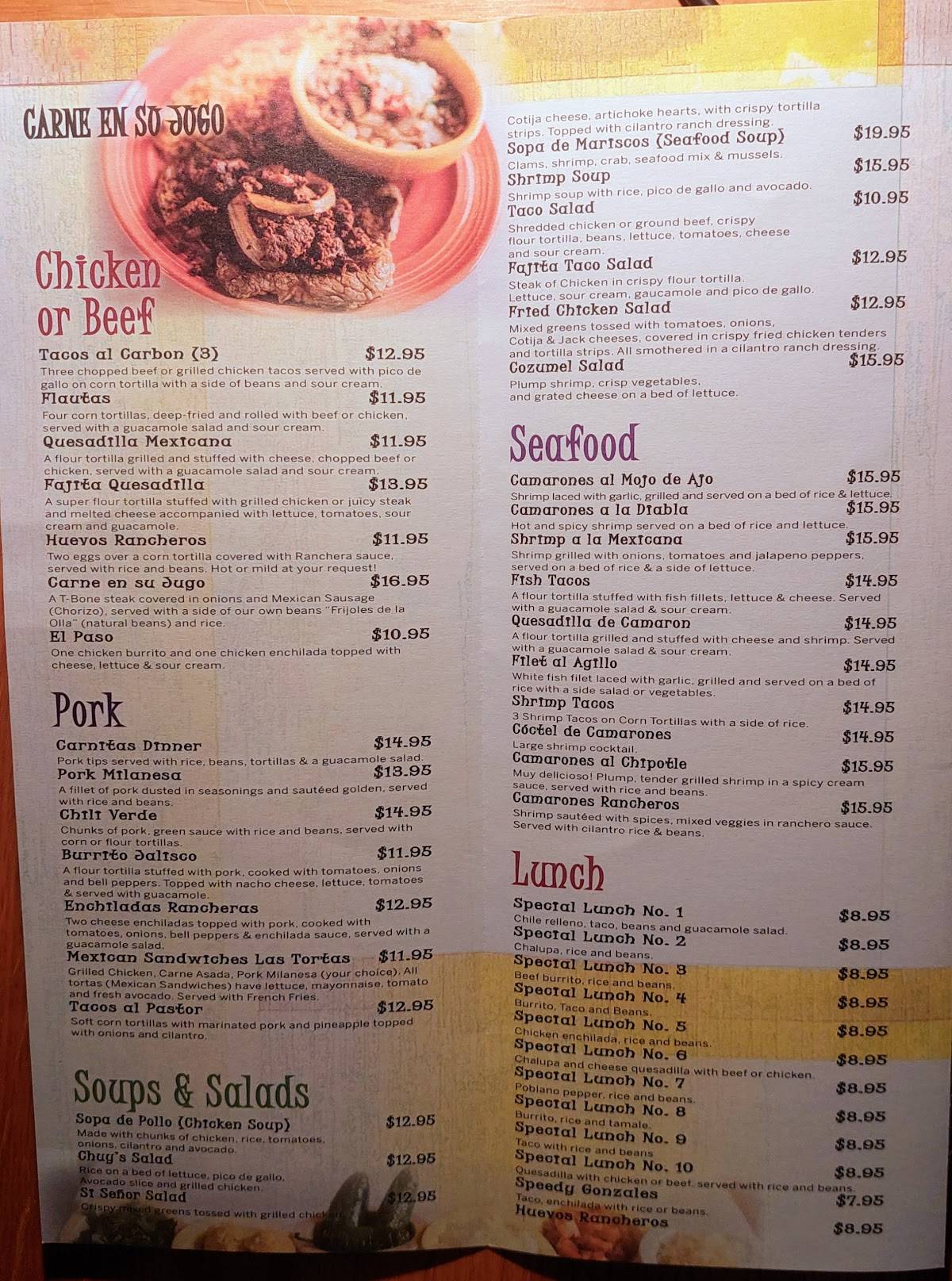 Menu at Si Señor Mexican Bar & Grill, Arnold