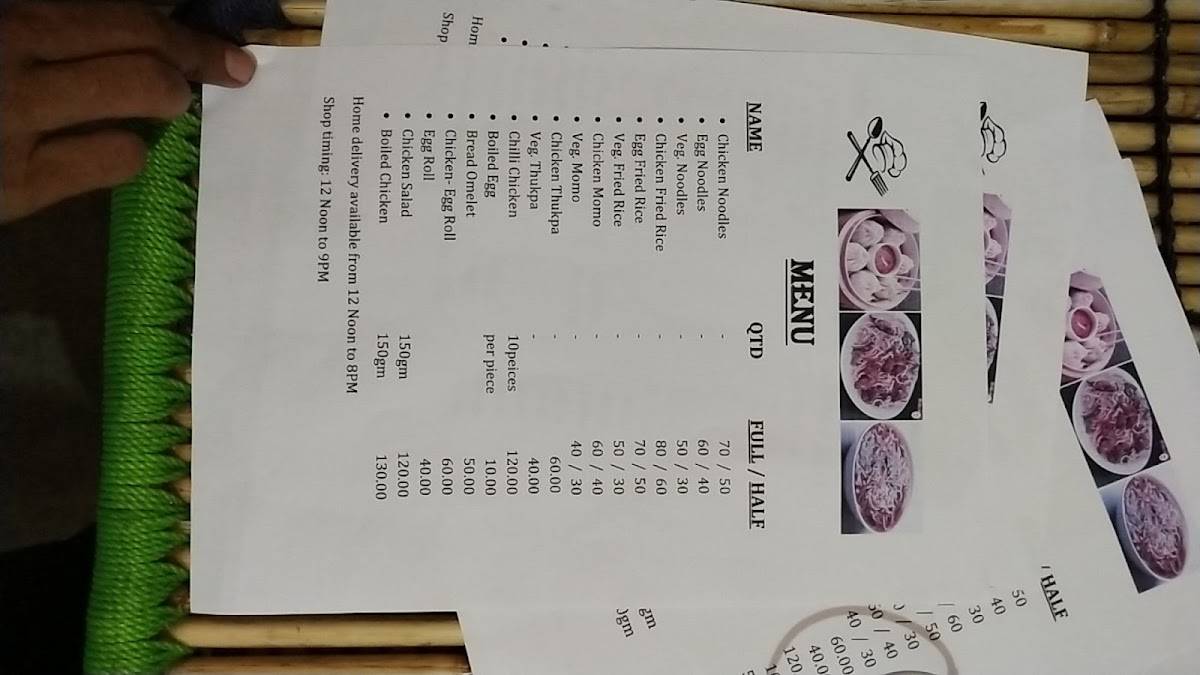 Menu at Sikkim food, Gurugram