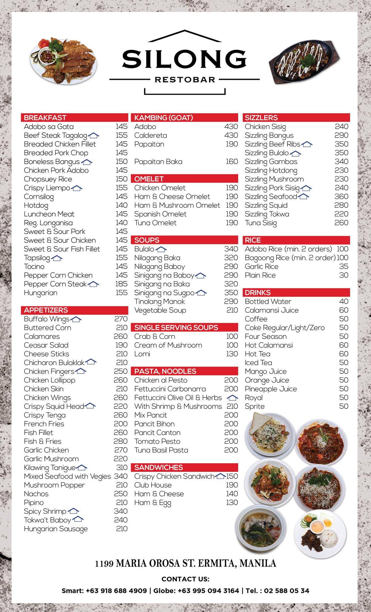Menu at Silong Restobar, Manila, Ma. Orosa St