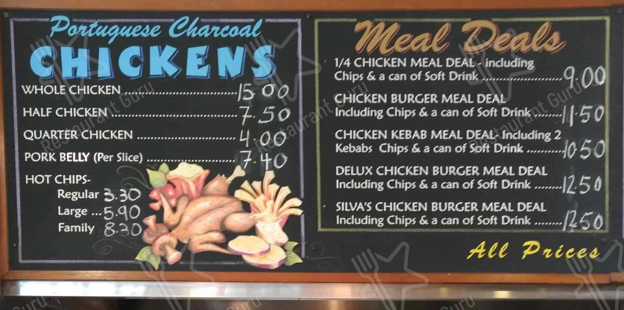 Menu at Silvas Restaurant, Petersham