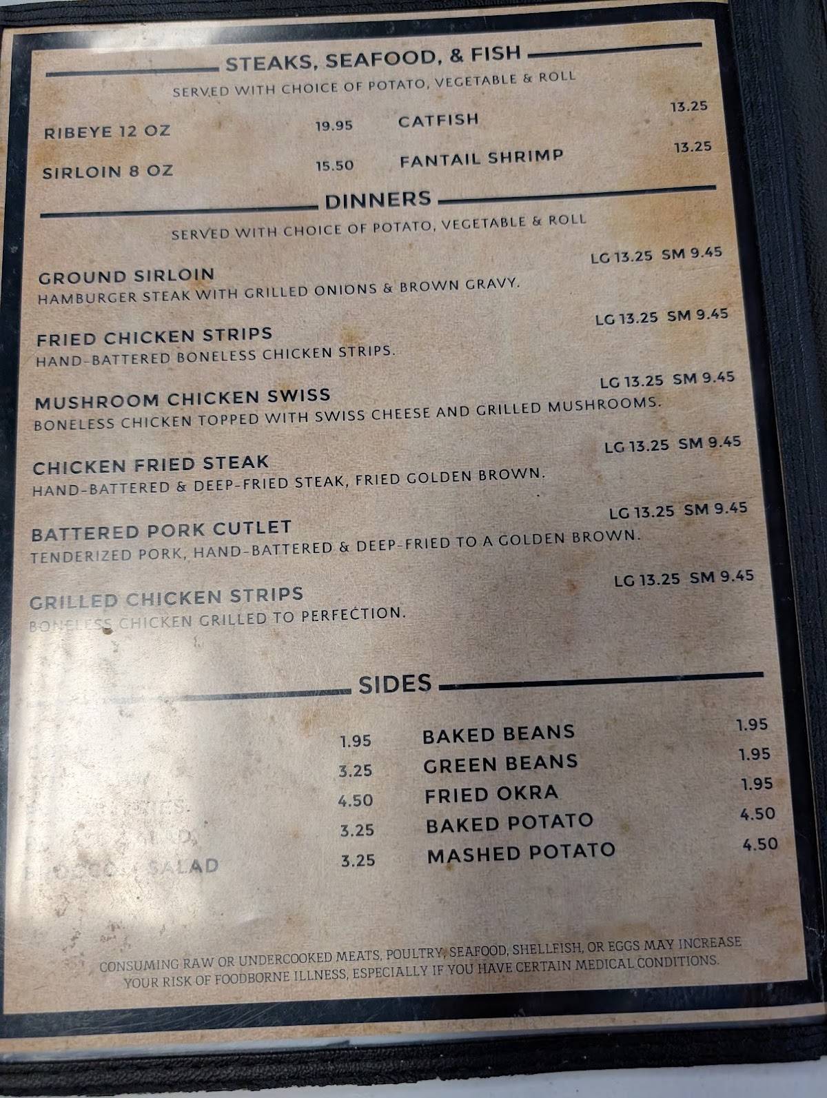 Menu at Silver Dollar Cafe, Collinsville