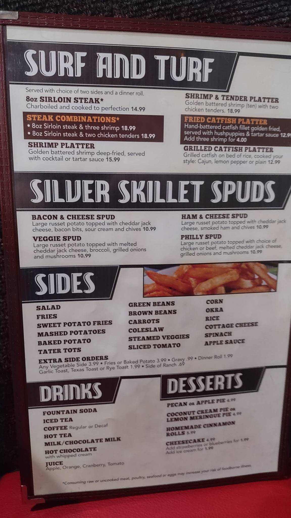 Menu at Silver Skillet Family Diner restaurant, Tulsa