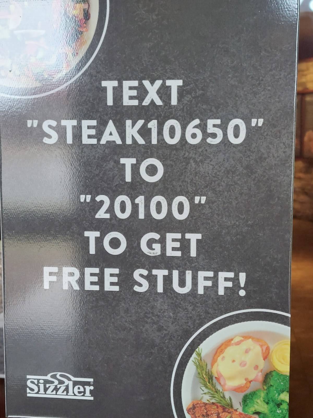 Menu at Sizzler steakhouse, Twin Falls