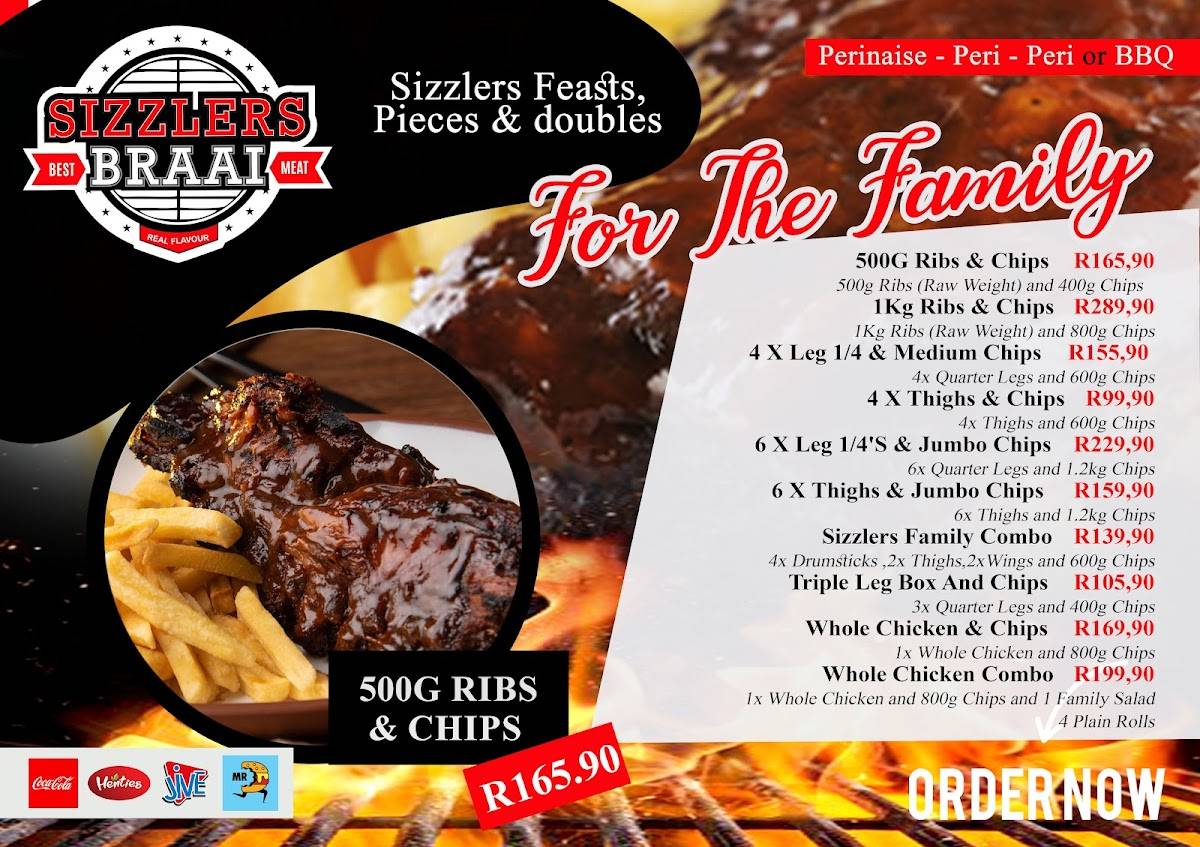 Menu at Sizzlers Braai Promenade restaurant, Cape Town, AZ Berman and