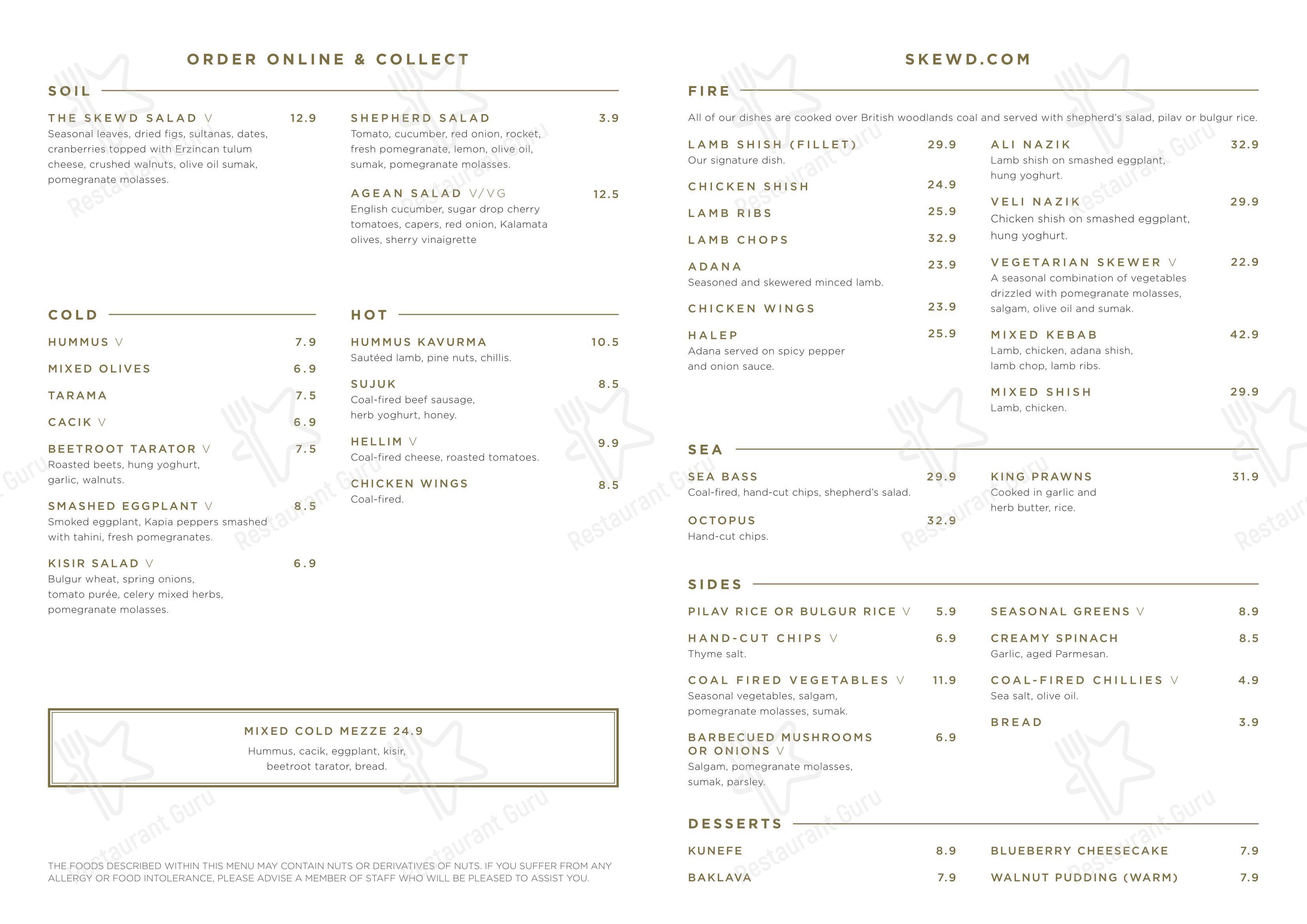 Menu at Skewd Kitchen restaurant, Barnet